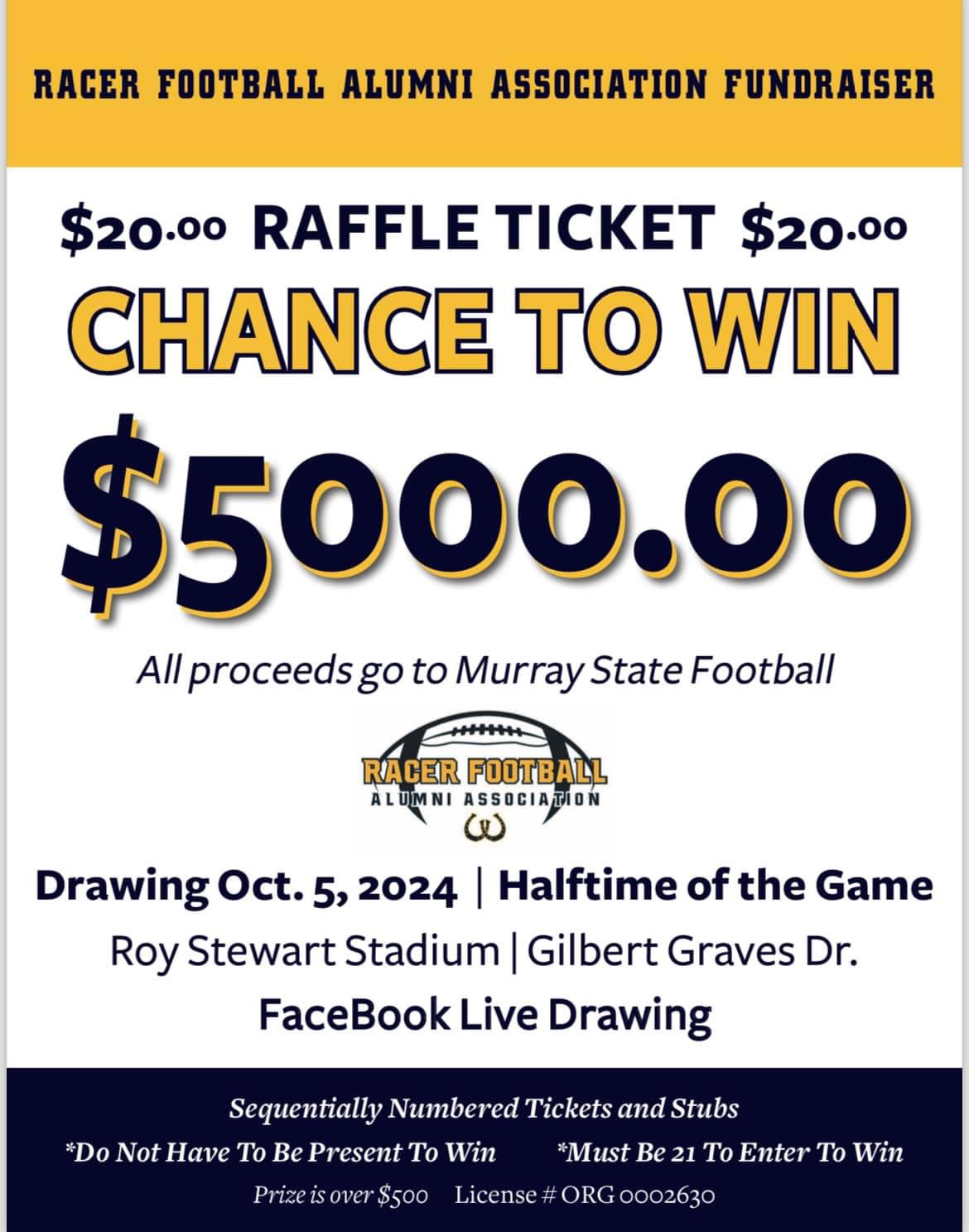 $5000 Raffle – Racer Football Alumni Association, LLC